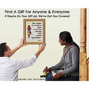 Motivational Wall Art Office Decor for Men & Women: "She Began To Believe" Alice in Wonderland 8x10 Inspirational, Motivational Poster & Positive Affirmations Wall Decor