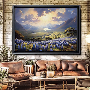 Enchanting Texas, Native Texas Hill Country Bluebonnet Landscape - Fine Art Print Mounted in a White Mat Board