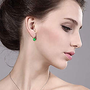 Gem Stone King 14K Yellow Gold 6MM Round Birthstone Gemstone Leverback Dangle Earrings For Women