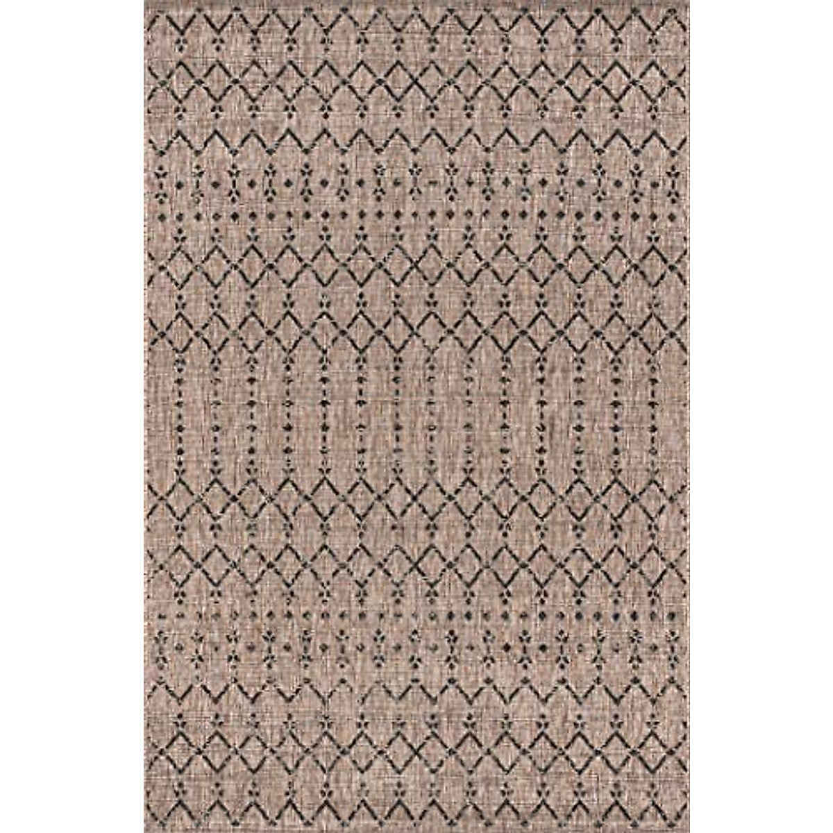 JONATHAN Y SMB108D-8 Ourika Moroccan Geometric Textured Weave Indoor Outdoor Area r.u.g, Bohemian, Rustic, Scandinavian Easy, Bedroom,Kitchen,Backyard,Patio,Non Shedding, Natural/Black, 8 X 10