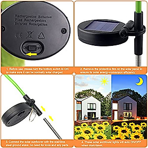 HELESIN Solar Sunflower Lights, Outdoor Sunflower Solar Garden Decor Yard Stake, LED Solar Lights Outdoor Decorative for Patio Lawn Garden Yard Pathway Decoration