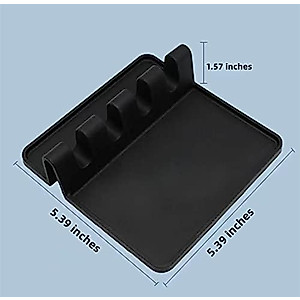 TEELOR Silicone Utensil Holder with Drip Pad, Heat Resistant, BPA Free Utensil Holder and Spoon Holder for Kitchen Counter, Kitchen Utensil Holder for Spoon, Long Handle, Tongs, Etc. (Black)