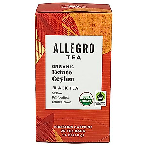 Allegro Tea, Organic Estate Ceylon Tea Bags, 20 ct
