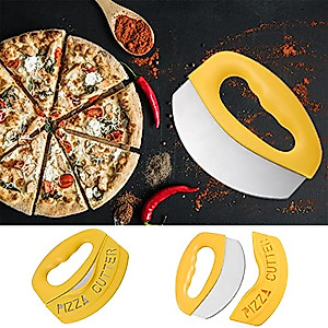 niceeshop Pizza Cutter, Pizza Knife sharp stainless steel blade, easy-to-clean and safe slicer with cover, for pizza lovers-a warm gift for mom.