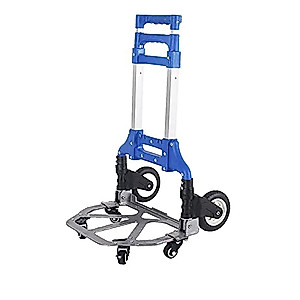 NEOCHY Trolleys,Shopping Cart Folding Grocery Shopping Cart with 2 Wheels Aluminum Alloy Luggage Cart Utility Cart Trolley for Shopping Luggage Tools Grocery Cart/Blue