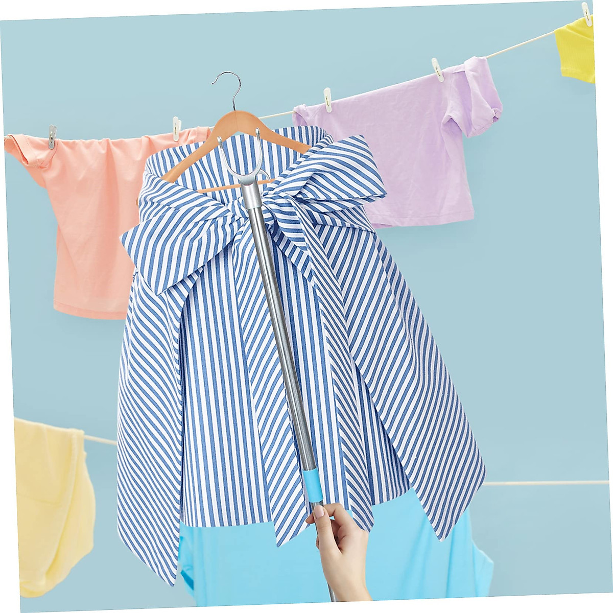 CAXUSD Sturdy Metal Clothes Pole Splicing Clothes Reach Pole for Living Room Essentials