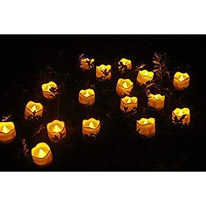 Topstone Remote Control Tealights with Timer,Battery Operated Flameless Candle with Flickering Amber Bulb,Electric Tea Light in Wave Open, Best for Holiday Decoration,Wedding,Pack of 12