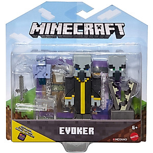 Mattel Minecraft Comic Maker Multipack Attack Set with Evoker and Vexes, Based on Minecraft Video Game, Toys for Girls and Boys Age 6 and Up