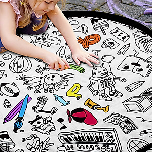 55" Storage Organizer & Play Mat & Doodle Mat for Lego Play Mat Bag- Storage Bag for Kids, Girls, Boys, Nursery, Playroom-Collapsible Fabric (Upgraded)