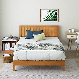 ZINUS Alexis Deluxe Wood Platform Bed Frame with Headboard / Wood Slat Support / No Box Spring Needed / Easy Assembly, Rustic Pine, Queen
