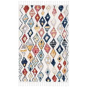 SAFAVIEH Morocco Collection 4' x 6' Ivory/Multi MRC924A Moroccan Boho Tribal Area Rug