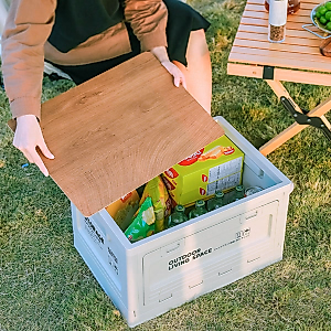 CHUNYEMEN Japanese-style outdoor storage box camping folding box camping arrangement box car trunk wood cover industrial wind storage box (Blue)