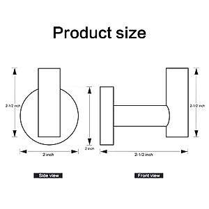 HouseAid Stainless Steel Towel Hooks for Bathroom Modern Heavy Duty Robe Hook Holder Wall Mounted Brushed Gold (3 Pack)