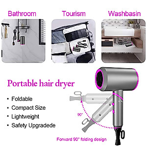 Banral 1800W Ionic Hair Dryer, Grey, Portable, Foldable, 3 Temperature Settings, Overheat Protection, 1 Year Warranty