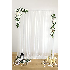 Lookein White Sheer Curtains 120 Inches Long Wrinkle-Free Curtains for Backdrop Window Curtains for Bedroom Party Wedding
