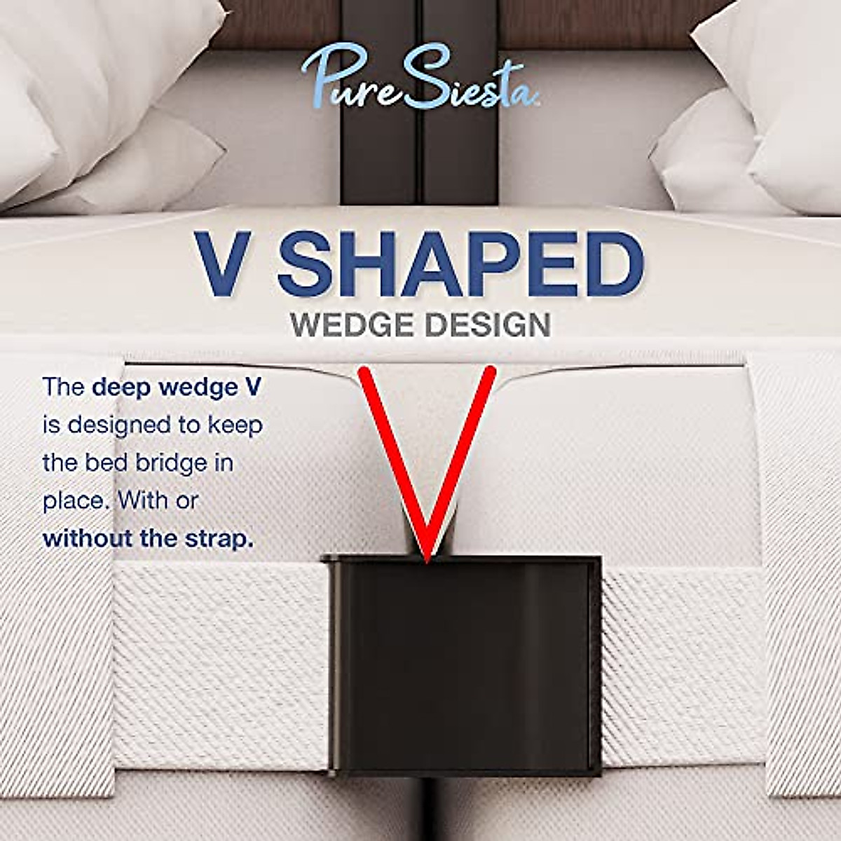Pure Siesta Bed Bridge | Twin to King Bed Converter Kit | Split King Gap Filler for Adjustable Bed | Bed Gap Filler with Adjustable Strap and Storage Bag