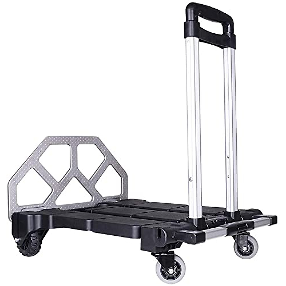 GAOFD Four Wheel Plastic Trolley Moving Delivery Load Heavy Truck Folding Tablet Portable Small Car Car Supplies/Black/Large