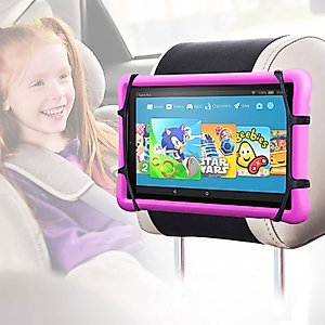 afontoto Anaoer Car Headrest Mount Silicon Holder, Universal Tablet Holder in Back Seats, Car Mount Angle-Adjustable Car Headrest Holder Fits All 7-12.9 inch Tablets/Game Machines