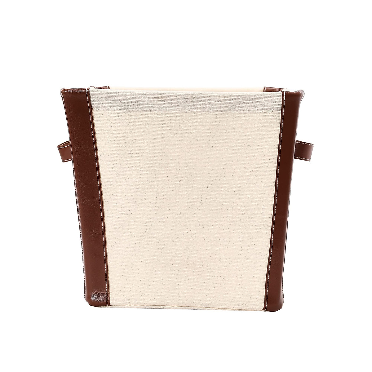 Household Essentials Canvas Bin with Vegan Leather Trim