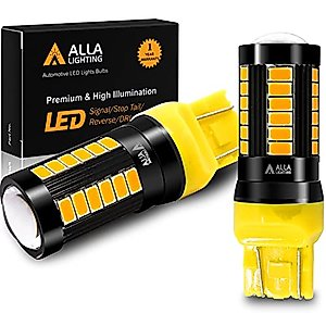 Alla Lighting 2800lm 7440 7443 LED Turn Signal Lights Bulbs, Amber Yellow T20 7440NA 7444NA 7442NAK WY21W 7443NA 992 Blinker Lamps Replacement Xtreme Super Bright 12V 5730 33-SMD Dual Filament