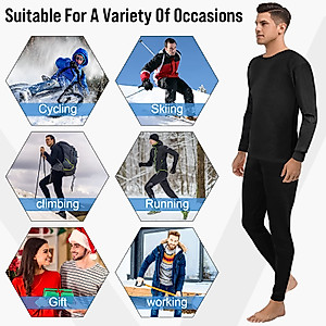 3 Sets Thermal Underwear for Men Soft Long Underwear Base Layer Thermals Fleece Warm Lined Top Bottom for Winter Cold Weather (XL)