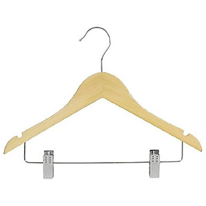 Only Hangers Junior Wood Suit Hangers Natural Finish Box of 25