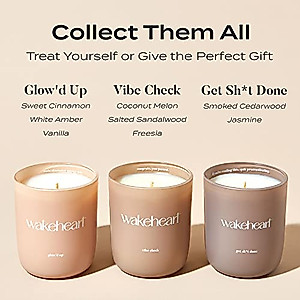 Wakeheart Premium Soy Coconut Wax Candle, Natural Non-Toxic, Highly Scented, Vegan, Cinnamon Amber Vanilla Fragrance w/Cotton Wick in Decorative Glass Jar, Hand Poured, 8oz 55 Hour Clean Burn Time