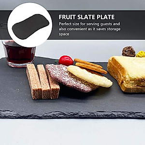 DOITOOL 1pc Slate Dinner Plate Fruit Dessert Storage Plate Slate Boards for Food Slate Dish Sushi Boat Snack Plates Vinegar Dish Fettuccine Noodles Natural Slate Plate Decorate Flat Plate