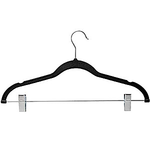 Home-it 10 Pack Skirt Hangers with Clips Black Velvet Hangers Use for Skirt Clothes Hangers - Felt Pants Hangers Ultra Thin Non Slip