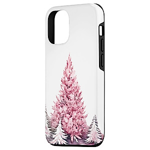 iPhone 13 Pro Vintage Winter Pink White Christmas Tree Case