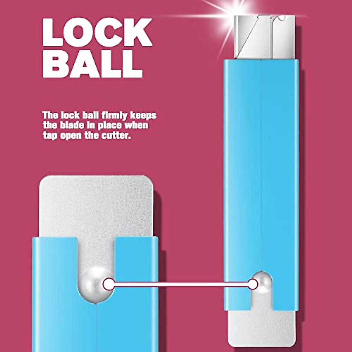 Lnchett Box Cutter, 12-Pack Retractable Cardboard Mini Box Cutter for Packages, Boxes and Paper, All Metal Tough Sheath, Functional Basic Cutter with Case, Lock Ball Design