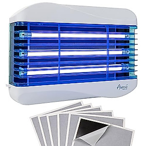 Awoco LED 15 W Wall Mount Sticky Fly Trap Lamp with 3 LED UV Lights for Capturing Flies, Mosquitoes, Moths and Flying Insects (Fly Trap + 6 Glue Boards)