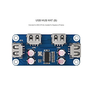 waveshare USB HUB HAT B Expansion Board for Raspberry Pi 4 B/3 B+/3 A+/2 B/Zero/Zero 2 W/W/WH,PC,4 USB Ports Compatible with USB2.0/1.1