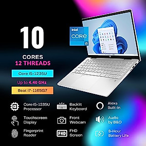HP Pavilion x360 2 in 1 Laptop, 14 Full HD Touchscreen, Intel Core i5-1235U(Beat i7-1195G7), 8GB RAM - 1TB PCIe SSD, Stylus, Backlit Keyboard, Fingerprint, WiFi 6, Alexa, Windows 11 Home, Silver