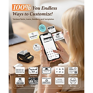 NIIMBOT B21 Inkless Label Maker, Portable Thermal Label Printer for Clothing, Address, Business, Compatible with iOS & Android, with 1 Pack 1.96x1.18 inch White Label, Black