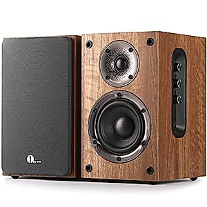 1 BY ONE Bluetooth Bookshelf Speakers, Powered Speakers with 2-Way Active Crossover, 60 Watts RMS, 100 Watts Peak Power, Active Bookshelf Speakers with Bluetooth/RCA x 2/Coaxial/Optical