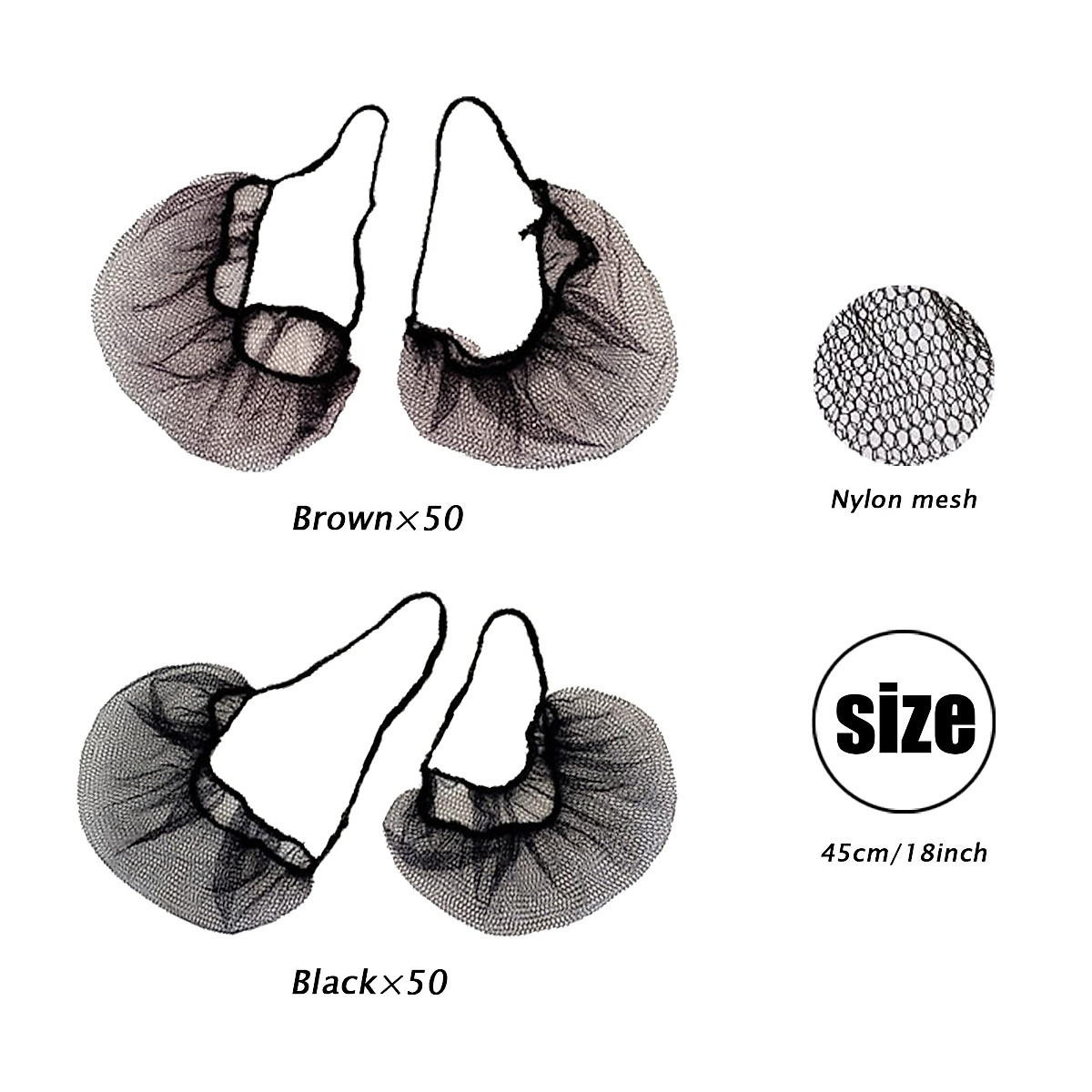 100PCS Beard Nets Disposable Nylon Protective Beard Covers with Single Loop for Men Food Service Safe Clean Work Environment(Black+Brown)