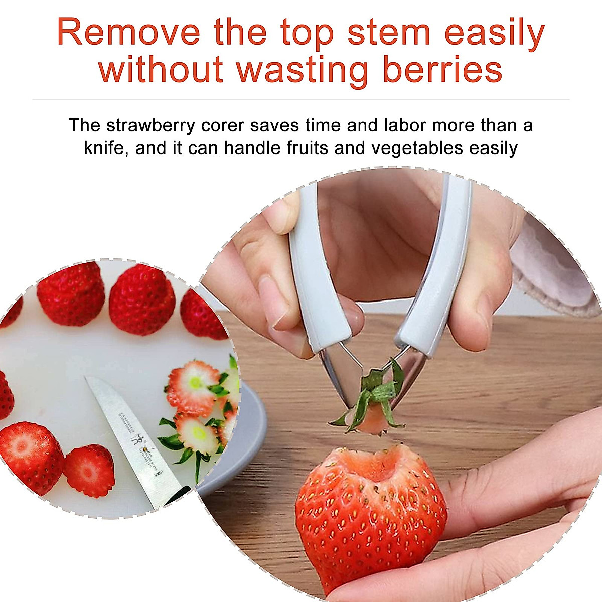 LIANGKEN Strawberry Huller Stem Remover, Potato Corer, Pineapple Corer, Tomato Corer, Fruits and Vegetables Eye Peeler, Stainless Steel Huller, Portable Kitchen Gadget.