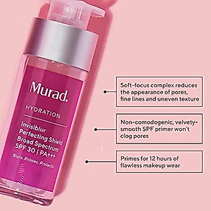 Murad Invisiblur Perfecting Shield SPF 30 - Hydration Skin Primer for Face - Blurs, Primes and Protects for Long Lasting Makeup Wear - SPF 30 Skin Treatment Backed by Science, 1.0 Oz