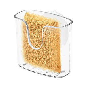 iDesign Vella Sponge Holder, Suction Cup Kitchen Sink Organizer - Clear
