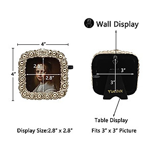 YULINK 3x3 Small Antique Gold Picture Frame & 3x3 Mini Vintage Champagne Gold Picture Frame, Bundle