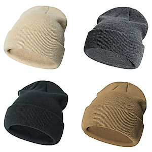 Urban Virgin 4 Packs Toddler Girls Winter Hats Infant Boys Beanie Soft Baby Caps Beanies Kids Knit Winter Hats 4Packs A-Darkgrey S(3Months-2T)