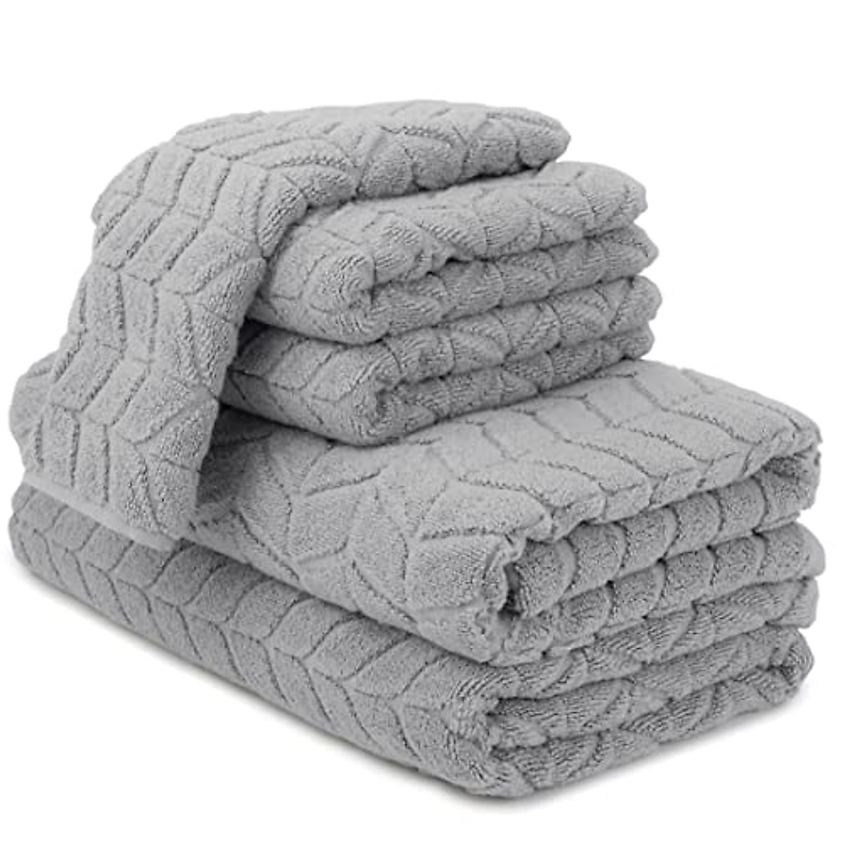 Alusa Home Ultra Soft & Plush 700 GSM Luxury Bath Towels | 100% Zero-Twist, Long-Staple Cotton | Remarkably Absorbent & Extra Large | 6 Piece Towel Set (Pewter Grey)