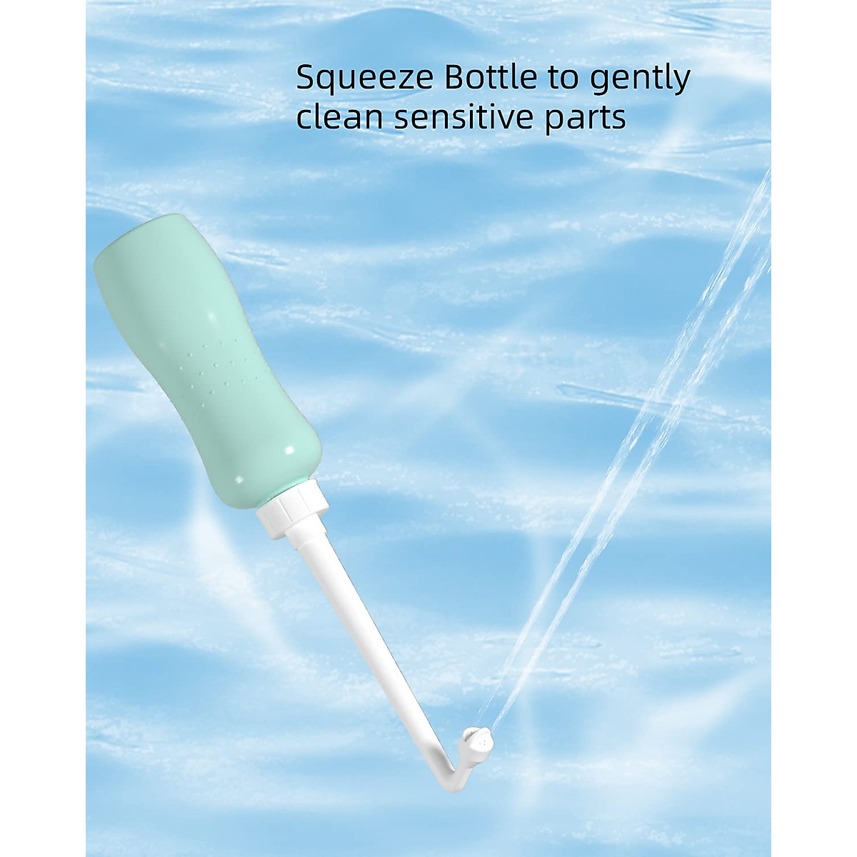 Hibbent 2 Pack Portable Bidet Sprayer, Travel Bidet with Handheld Bidet Bottle for Personal Hygiene Care, Personal Cleansing Use, Extended Nozzle, 17oz(500ml) Bathroom Toilet Bidet Spray, Green