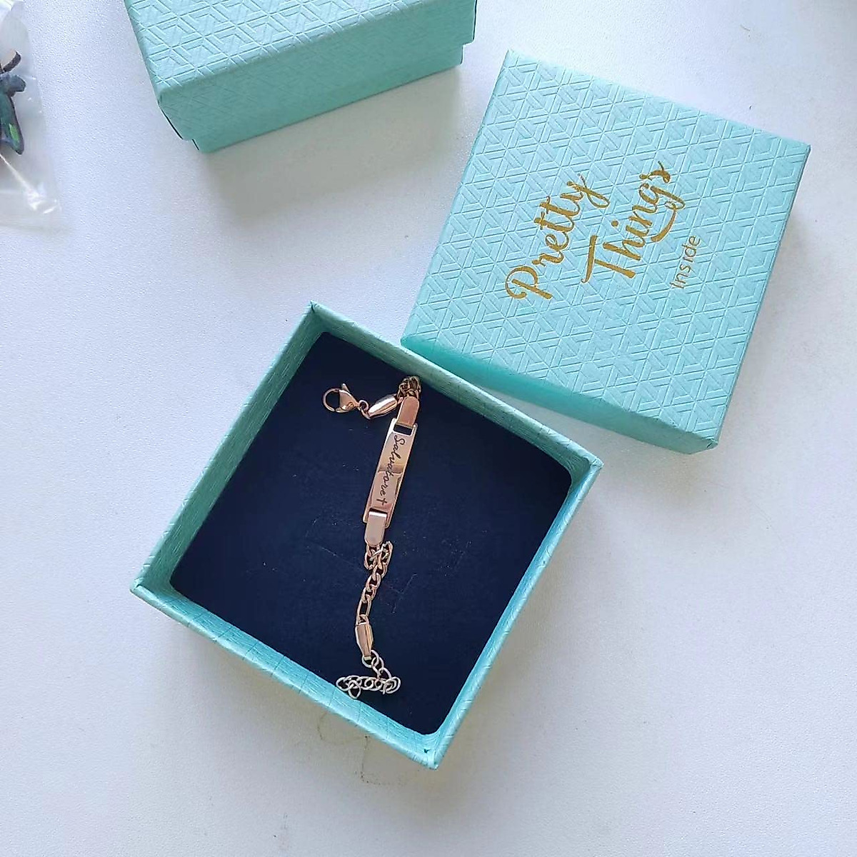 PUREFLY Personalized Baby Name Bracelets with Birthstone, 18k Gold Plated, Adjustable Length