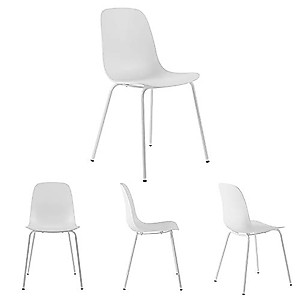 thksbought Set of 4 Dining Chairs with Legs for Kitchen Living Room(Matte White)