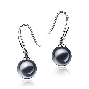 Yoko Black 7-8mm AAAA Quality Freshwater 925 Sterling Silver Cultured Pearl Earring Pair For Women