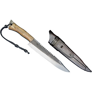 Brazilian Flame Hunter Bison 12-inch Knife Full Tang, Fixed Blade Skinning Knife with Leather Sheath, Survival, Combat, and Tactical Hunting Knife, Perfect for Fishing, Camping, Stainless Steel 420C