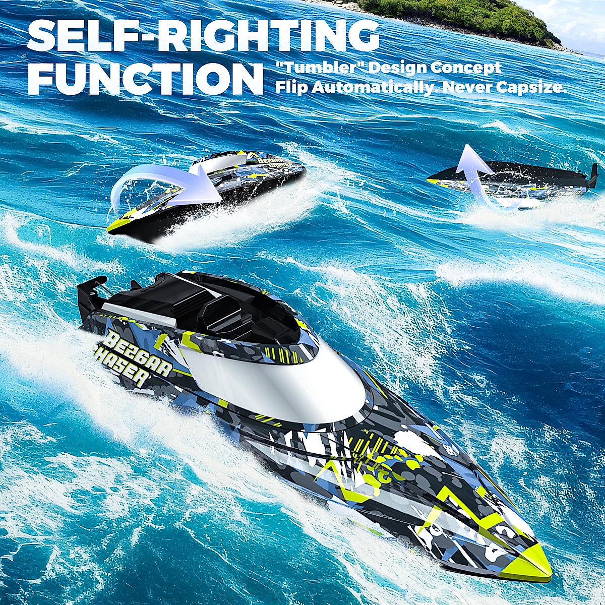 BEZGAR TX123 Remote Control Boats - Fast Speed RC Boat 32+ KPH with A Portable Suitcase for Lakes & Pools & Salt Water, Summer Toys for Adults and Ideal Gifts for Kids Boys Age 6 7 8-12 Years Old