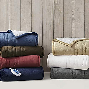 Woolrich Plush to Berber Electric Blanket Ultra Soft Knitted, Super Warm and Snuggly Cozy with Auto Shut Off and Multi Heat Level Setting Controllers, Throw (60 in x 70 in), Garnet